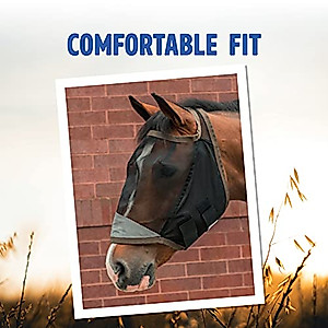 Opti-Force-Force Equine Fly Mask-Horse Fly Mask with UV Protection and Insect Repellent, Adjustable Fit for Comfort - Without Ears Standard