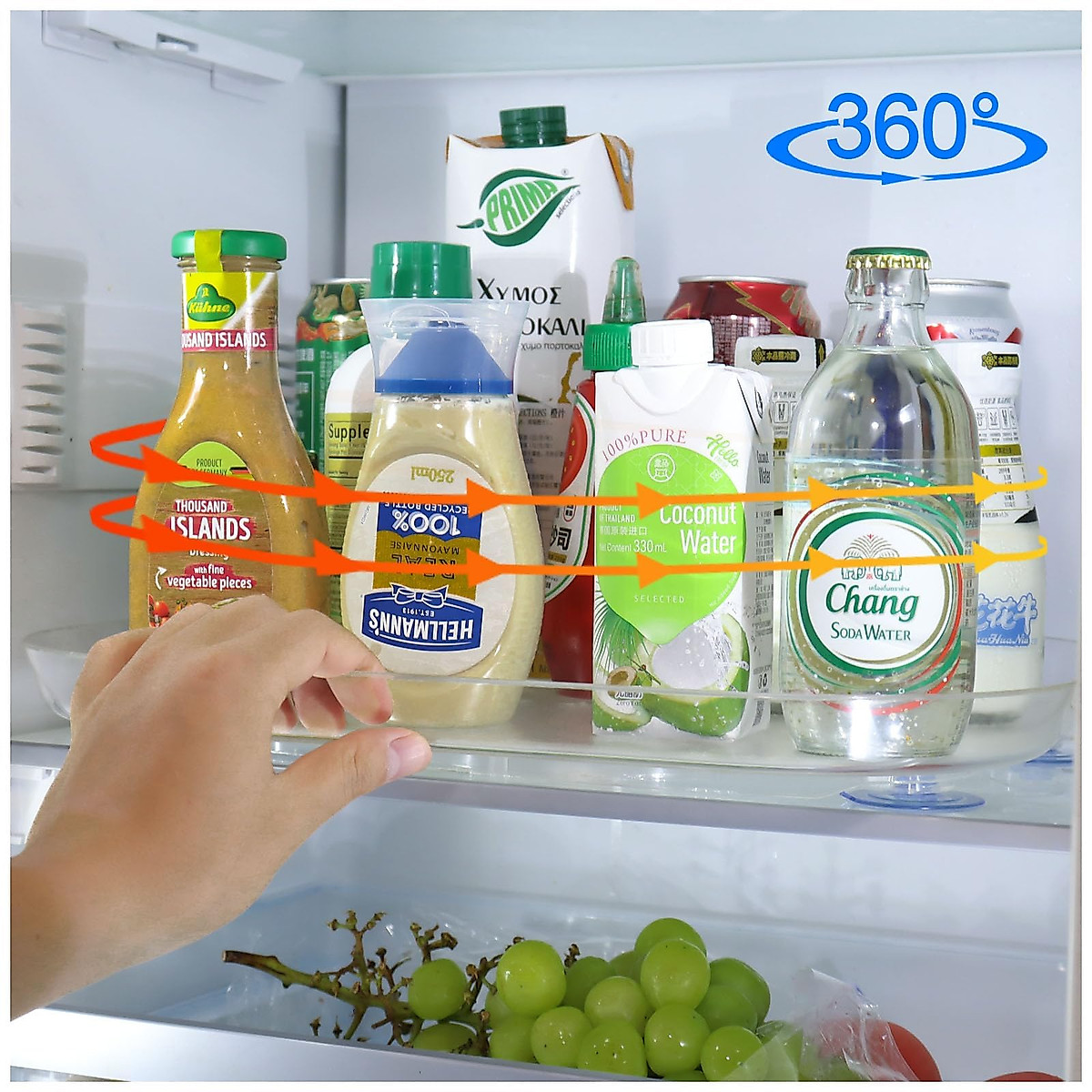 Lazy Susan for Refrigerator, Lazy Susan for Fridge, Refrigerator Lazy Susan 15.7"x11.8", Fridge Lazy Suan for Cabinet Kitchen Countertop Pantry Dining Table