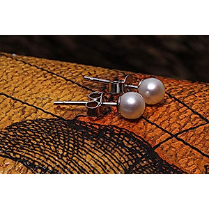 Rakumi Tiny Pearl Studs Earrings Sterling Silver AAAA Round 3mm White Freshwater Cultured Pearl Earrings Studs for Girls
