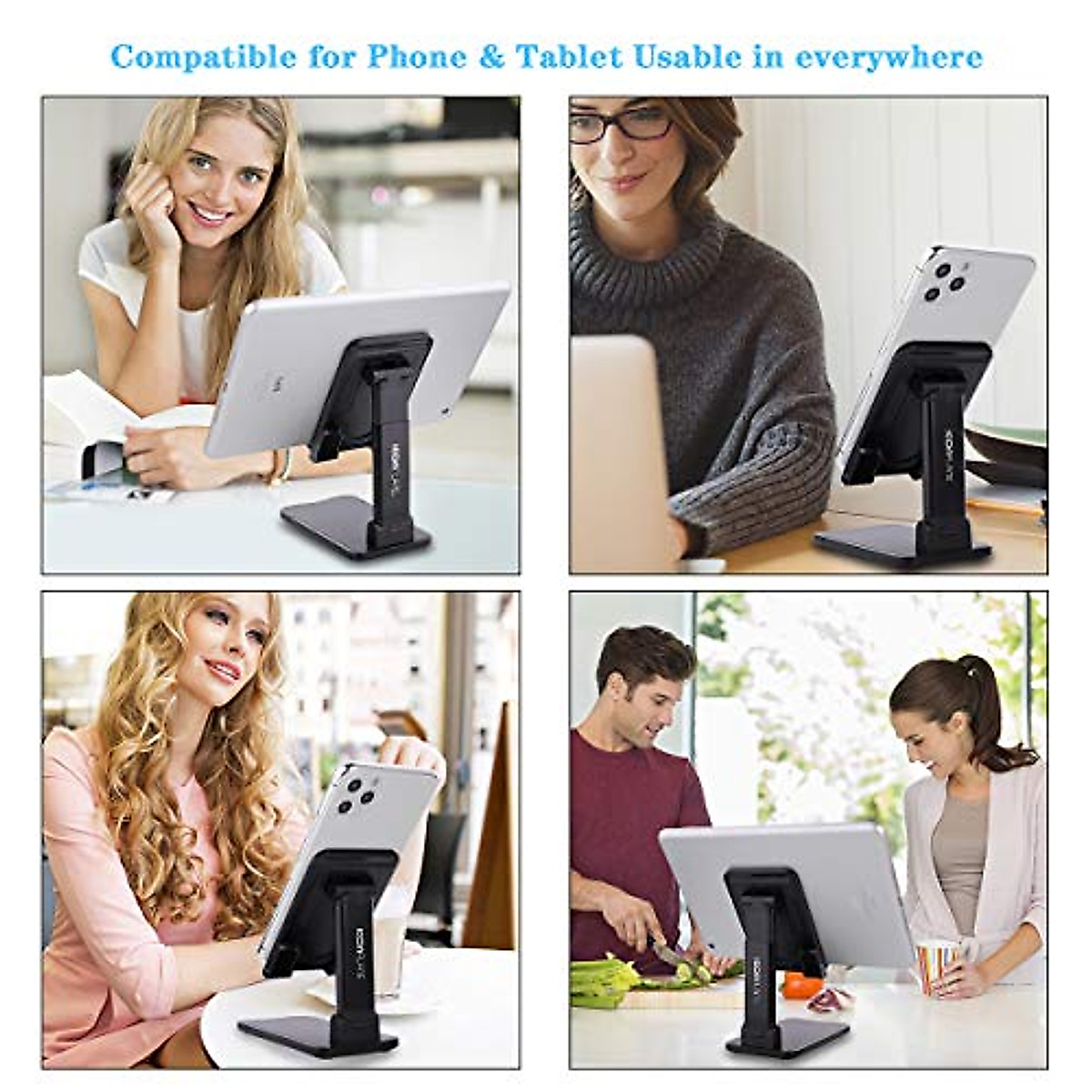 Universal Cell Phone Stand, Foldable Upgraded Cell Phone Tablet Desktop Stand Holder, Angle Height Adjustable Phone Cradle Dock Compatible for iPhone/Mobile Phone/iPad/Tablets/Device of 4-13 Inch