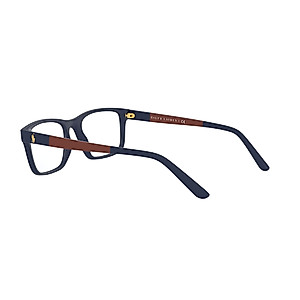 Polo Ralph Lauren Men's PH2212 Rectangular Prescription Eyewear Frames, Matte Navy Blue/Demo Lens, 55 mm