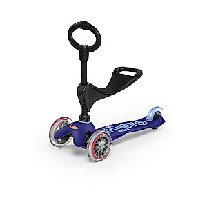 Micro Kickboard - Mini 3in1 Deluxe - Three Wheeled, Lean-to-Steer Swiss-Designed Micro Scooter for Toddlers with 3 Riding Options for Ages 1-5 (Blue)