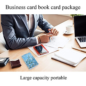 lizimandu Business Card Holder Book, Business Card Book Case PU Leather Organization Binder Name ID Card Holder for Men & Women, Up to 96 Cards Capacity(1-Peach Blossom)