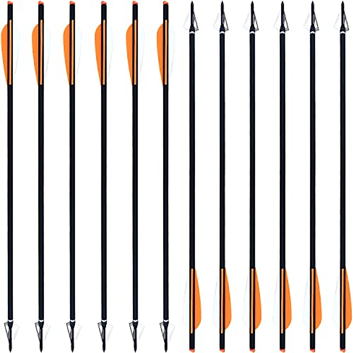 TIT-COYO 20 22 Inch Crossbow Bolts and Crossbow Broadheads Set Carbon Crossbow Arrows for Hunting and Outdoor Practice, 12pcs Orange Arrows 12pcs Broadheads(24 Pack)