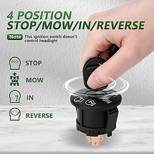 Ignition Switch 4 Position for Craftsman, Husqvarna, AYP, Sears, Poulan Pro Riding Lawn Mower Tractor 193350 532193350