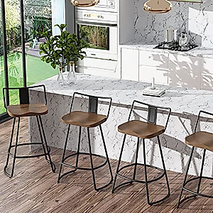 Andeworld 24" Bar Stools Set of 2 Swivel Counter Height Stools with Backrests Indurstrial Metal Bar Stools