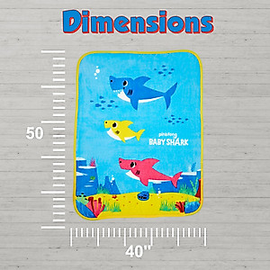 Franco Baby Shark Kids Bedding Plush Throw and Canvas Storage Cube Bin, 2pc Set (Officially Licensed Product)