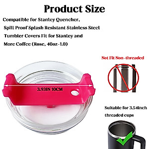 2 Pack 40 OZ Tumbler Lid Compatible for Stanley Quencher, Spill Proof Splash Resistant Stainless Steel Tumbler Covers Fit for Stanley and More Coffee Mugs (Rose, 40oz-1.0)