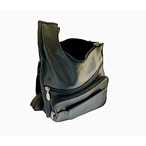 Conceal and Carry Black Leather Purse Compact Design but Highly Efficient includes Built-in Wallet and Locking Zipper for weapon security "The Lisa"