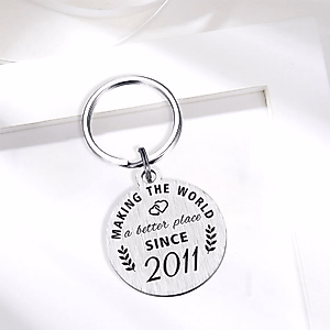 ABNTY 13th Birthday Gifts for Girls Boys, 13 Year Old Birthday Keychain, Born in 2011 Gifts, 2011 Birthday Decorations