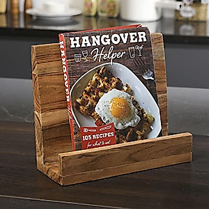 MyGift Tabletop Wooden Cookbook Stand, Solid Acacia Wood Recipe Book Holder, Countertop Tablet Easel Stand