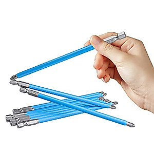 Yakamoz 10Pcs 6-Inch Long Phillips Screwdriver Bit Set Magnetic Ph2 Impact Driver Bits #2 Phillips Bits with 1/4" Hex Shank for Impact Drill