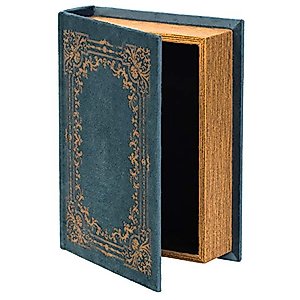 Decorative Vintage Book Shaped Trinket Storage Box - Blue