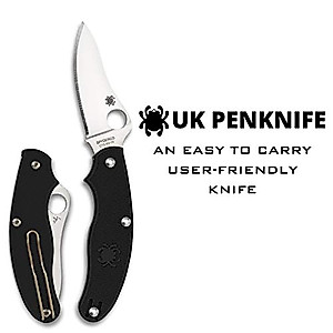 Spyderco UK Penknife Non-Locking Knife with 2.95" CTS BD1N Steel Drop-Point Blade and Black Lightweight FRN Handle - PlainEdge - C94PBK3