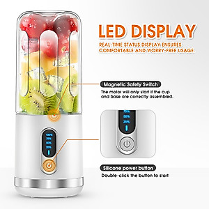 neza Portable Blender, Personal Blender Shakes and Smoothies, Portable Juicer USB C Rechargeable, 15.2 Oz Multifunctional and BPA Free Mini Blender, Travel/Gym/Office, White