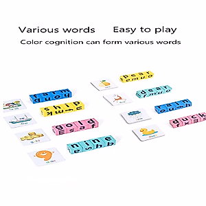 Crossword Puzzle, Matching Letter Game, Premium Wooden Alphabet Flash Cards Matching Sight Words ABC Letters, Wooden Blocks Spelling Game,Wooden Fun Spelling Words with Cards,for Ages 3-5 Kids (2 Set)