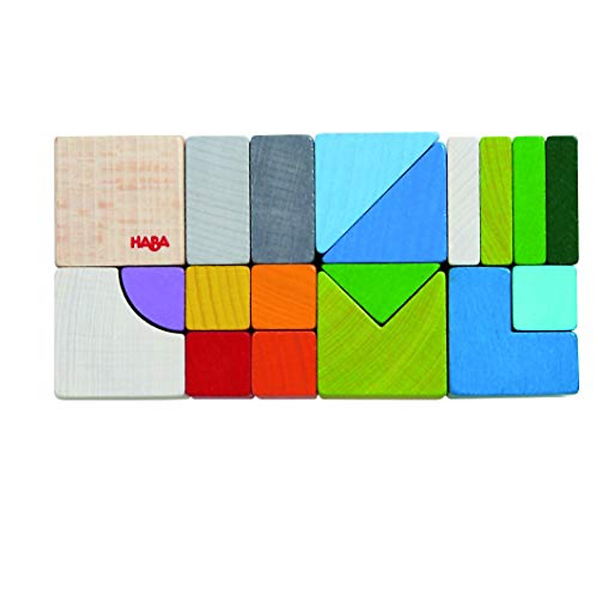 HABA Chromatix Wooden Blocks - 19 Piece Building Block Set - for Children Ages 3+