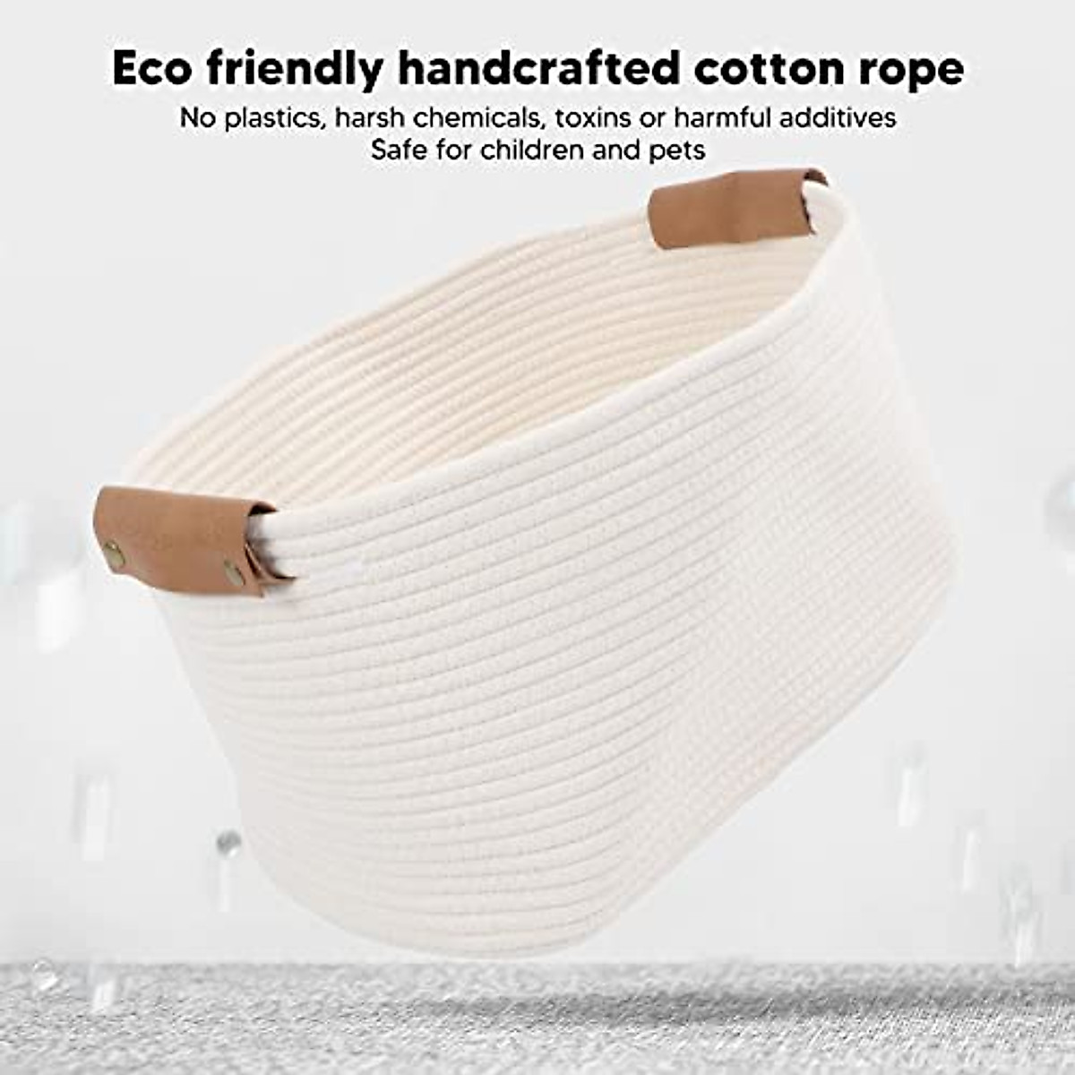 Cotton Rope Storage Basket, Woven Lightweight Rope Basket Large Capacity Flexible with Handle for Laundry (Type C)