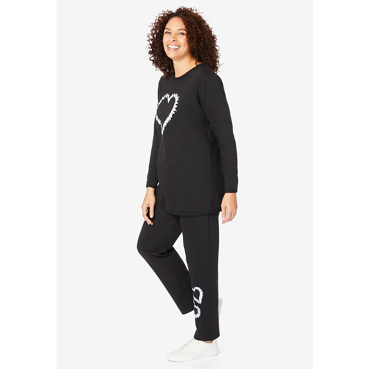 Woman Within Women's Plus Size Fleece Sweatshirt Set - 2X, Chocolate