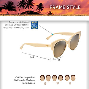 Maui Jim Women's Mariposa Polarized Fashion Sunglasses, Ivory with Gold/HCL® Bronze, Large