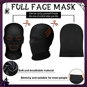 3 Pcs Halloween Glowing Grim Reaper Costume Accessories Set Black Full Face Mask Spandex Gloves with Glowing Eyes Glasses for Halloween Adult Masquerade Cosplay