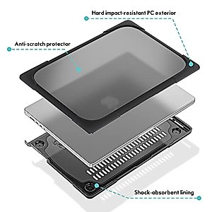 ProCase for MacBook Pro 14 inch Case 2023 2022 2021 M3 A2918 A2992 M2 A2779 M1 A2442 with Pro/Max Chip, Heavy Duty Hard Shell Dual Layer Protective Cover with Fold Kickstand -Black