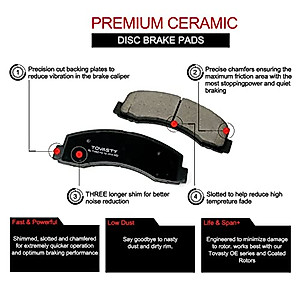 [Front] TOVASTY Brake Pads and Rotors Kit for Fo(rd F-(250 Super Duty 2015-2016 OE-Series [BKN0780]