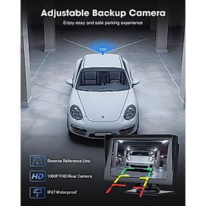 LAMTTO 7" HD Double Din Wireless Car Stereo with Apple Carplay & 1080P Backup Camera,Portable Touchscreen Android Auto Adapter with GPS Navigation System (RC04B)