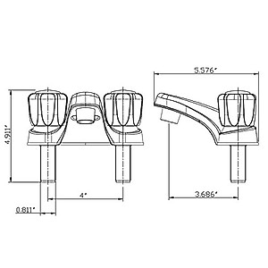 Dura Faucet DF-PL700S-BQ RV Bathroom Faucet with Smoked Acrylic Knobs (Bisque Parchment)