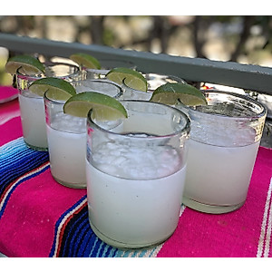 Dos Sueños Hand Blown Mexican Drinking Glasses – Set of 6 Natural Clear Tumbler Glasses (10 oz each)