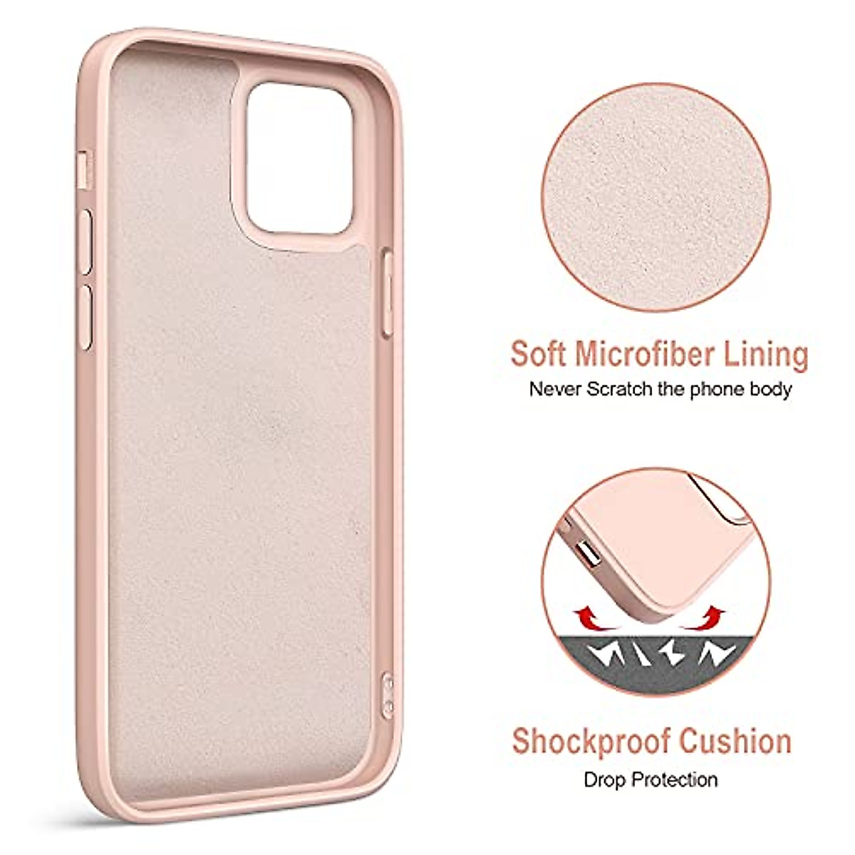 Hython Case for iPhone 12 Pro Max Case with Ring Stand [360° Rotatable Ring Holder Magnetic Kickstand] [Soft Microfiber Lining] Slim Shockproof Rubber Protective Phone Case Cover for Women, Pink Sand
