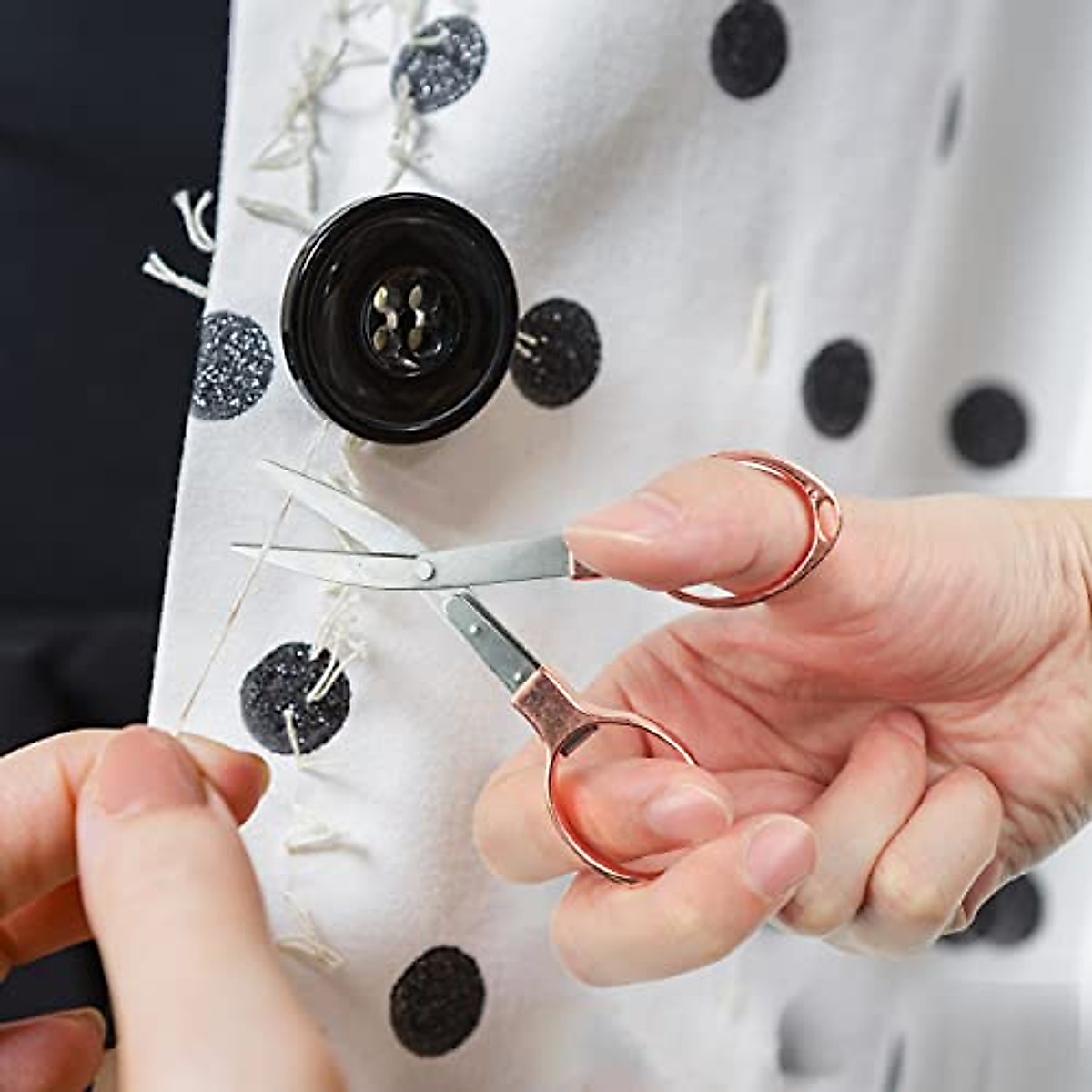 Usaidon Folding scissors (rose gold),Mini scissors stainless steel scissors safe and durable 1pcs, home study office camping outdoor fishing manual can be used, easy to carry