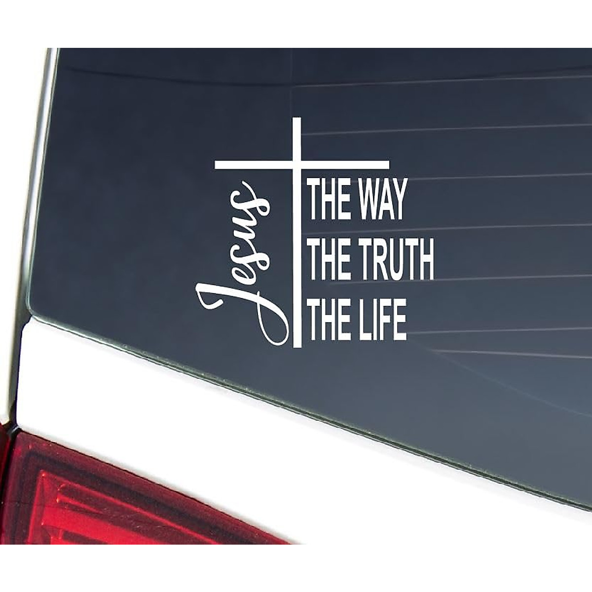 Thistle Brook Cottage Jesus The Way The Truth The Life Christian Car Decal Sticker Cross Back Window Transfer 5H x 5W White 102