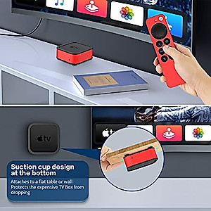 YIPINJIA Compatible for 2021 Apple TV 4K Siri Remote Cover,[2 in 1] with Silicone Protective TV Box Case for 2021 Apple TV 4K, Skin-Friendly/Anti-Slip/Shockproof (Red)