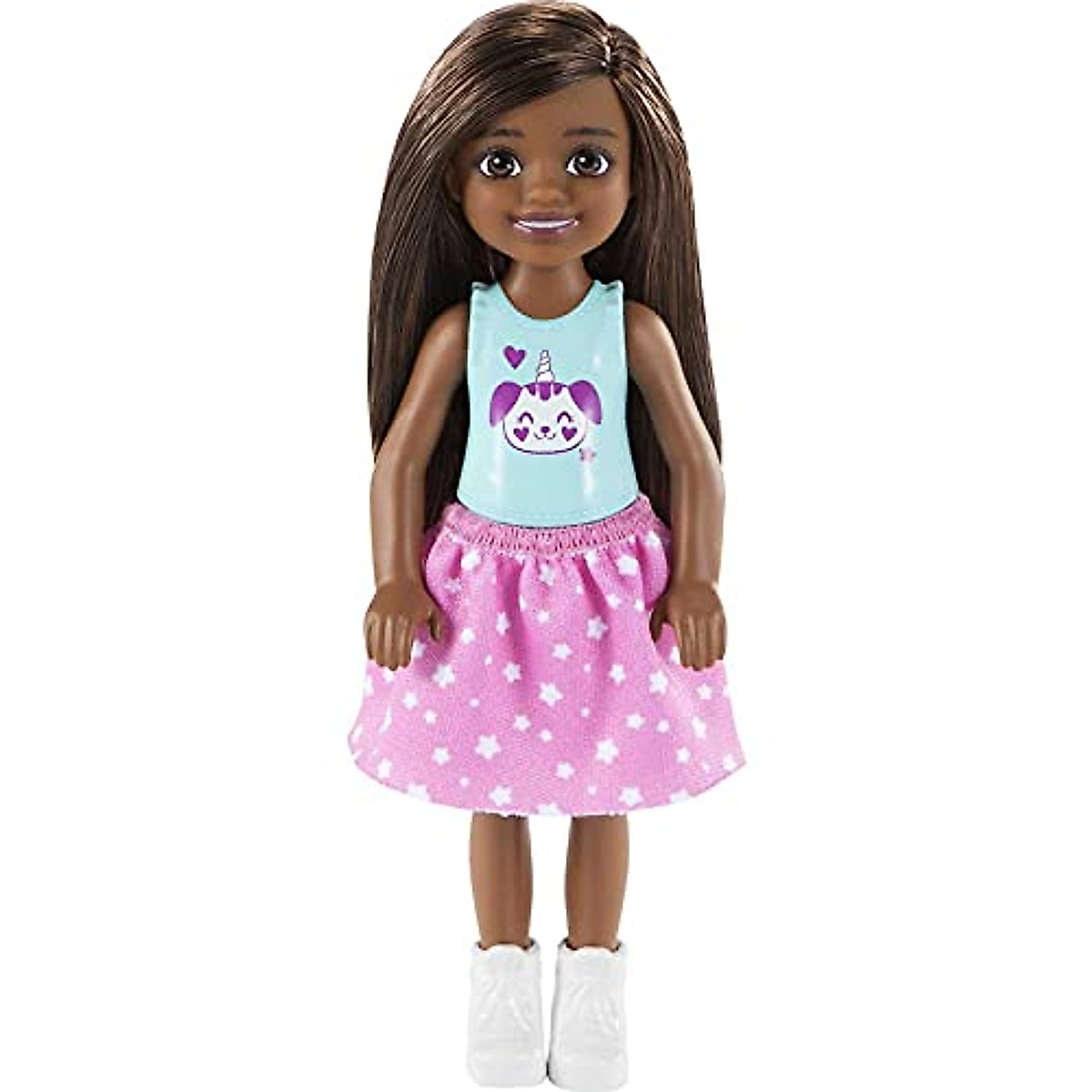 Barbie Chelsea Swing Set Playset with Chelsea Doll (6 in Brunette) Wearing Star-Print Skirt, Pet Puppy, Swing & Slide, Gift for 3 to 7 Year Olds