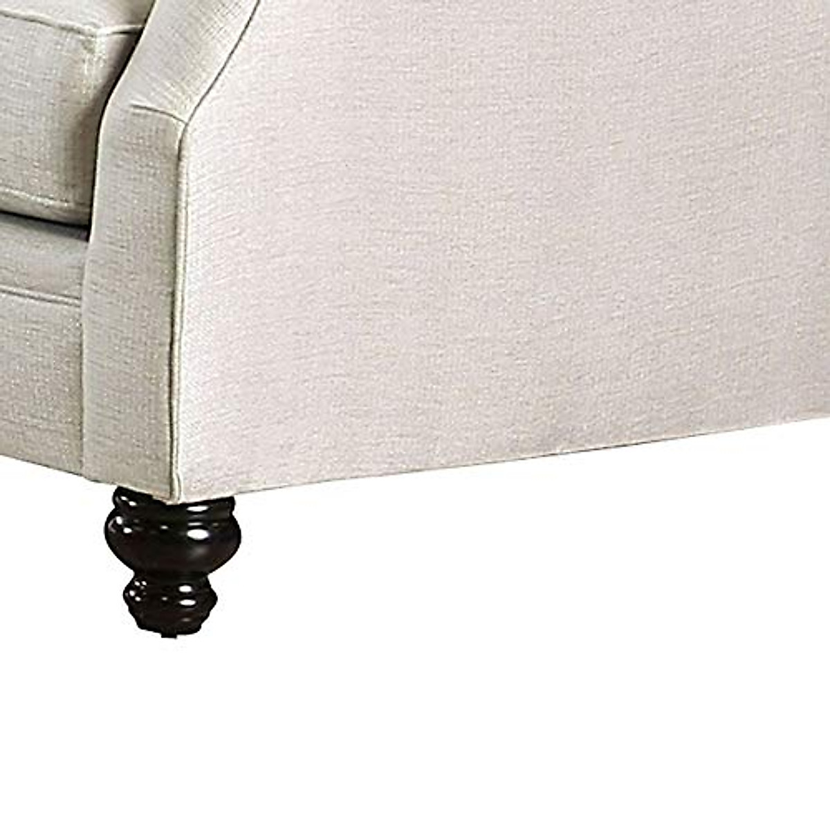 Benjara, White Fabric Upholstered Wooden Loveseat with Tufted Details