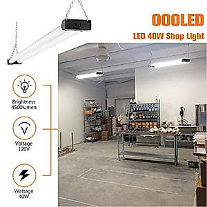 Led Shop Light 6 Pack, Led Shop Lights for Garage 4ft, 4500lm Led Shop Lights for Workshop, 40w, 6000k Daylight White with Switch (On/Off), Surface and Hanging Mount, Black