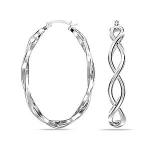 Charmsy 925 Sterling Silver Infinity Twisted Hoop Earrings for Women | Double Twisted Irish Celtic Knot Hypoallergenic Click-Top Hoops Earring | Size 30mm