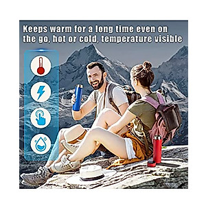 Thermos 2023 latest smart bottle LED display on lid. Smart Coffee bottle, Tea Infuser Bottle, Sports Water Bottle, Double Wall Vacuum Insulated Water Bottle, Stay Hot or Cold for 24 Hours (gold)