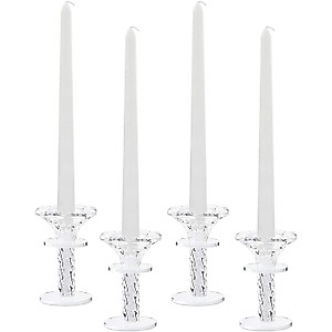 Okuna Outpost Crystal Candlestick Holders, Glass Home Decor (2.8 x 4.2 Inches, 4 Pack)