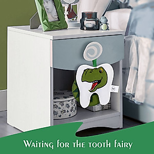 Dinosaur Tooth Fairy Pillow Boy-Tooth fairy kit w/Notepad & Keepsake Photo Pouch-Felt Tooth Fairy Box - Dear Tooth Fairy Notepad - Keepsake Tooth fairy Pouch for Teeth - Tooth Fairy Pillow boy & Girls