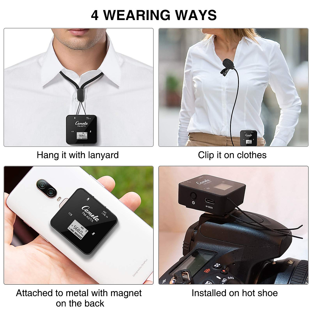 Camola UHF Wireless Microphone for Camera DSLR,Movie Lavalier Mic with Receiver USB Wireless Microphone for Interview&Wireless Lavalier Microphone for Smartphone for Vlogging Video Recording