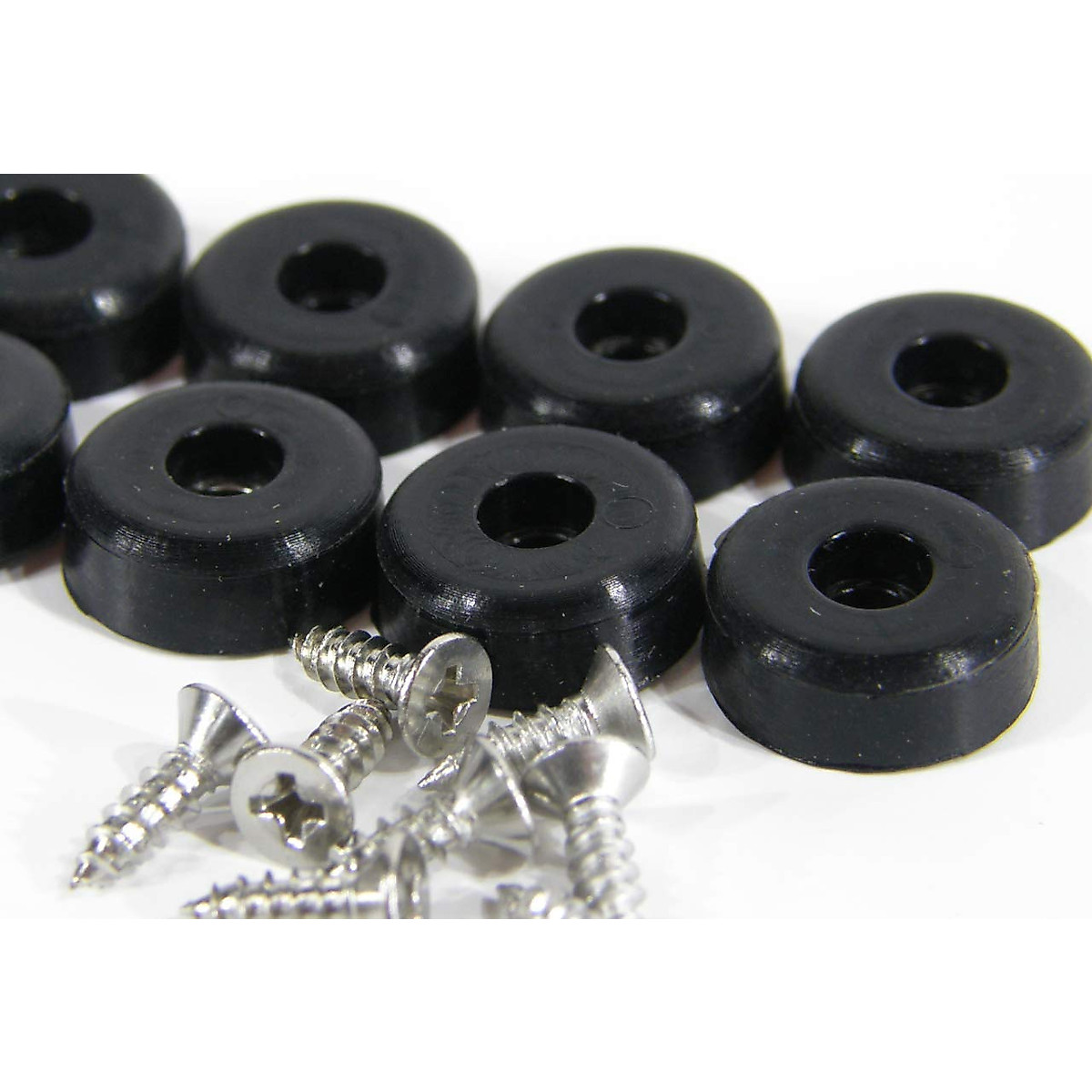 Small Silicone Rubber Bumpers 9/16" DIA Low Profile for Cutting Boards (8, Black)