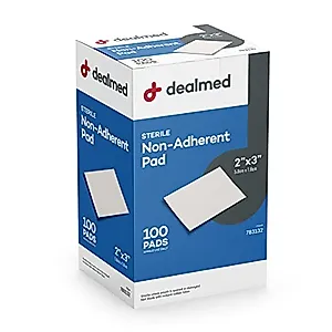 Dealmed Sterile Non-Adherent 2" x 3" Gauze Pads Non-Adhesive Wound Dressing, Highly Absorbent & Non-Stick, Painless Removal-Switch, Individually Wrapped for Extra Protection (Box of 100)