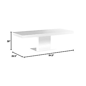 Modway Vector 71" to 95" Contemporary Modern Expandable Dining Table in White Silver