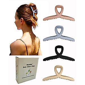 Nalodu 4.3 Inch Hair Claw Clips Large No Slip Big Matte Jaw Butterfly Clip for Thin Fine Thick Hair Women, 4 Pack