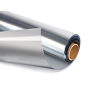 HIDBEA One Way Window Film Non-Adhesive, Heat Control Sun Blocking Daytime Privacy Glass Films, Reflective Self Static Cling Mirror Window Tint for Home (Silver, 35.4 Inch x 16.4 Feet)