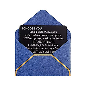 Personalized Engraved Wallet Insert for Men Husband Boyfriend - I Choose You - Romantic Custom Love Note Metal Cards for Him from Wife Girlfriend for Birthday Valentines Christmas Anniversary Day