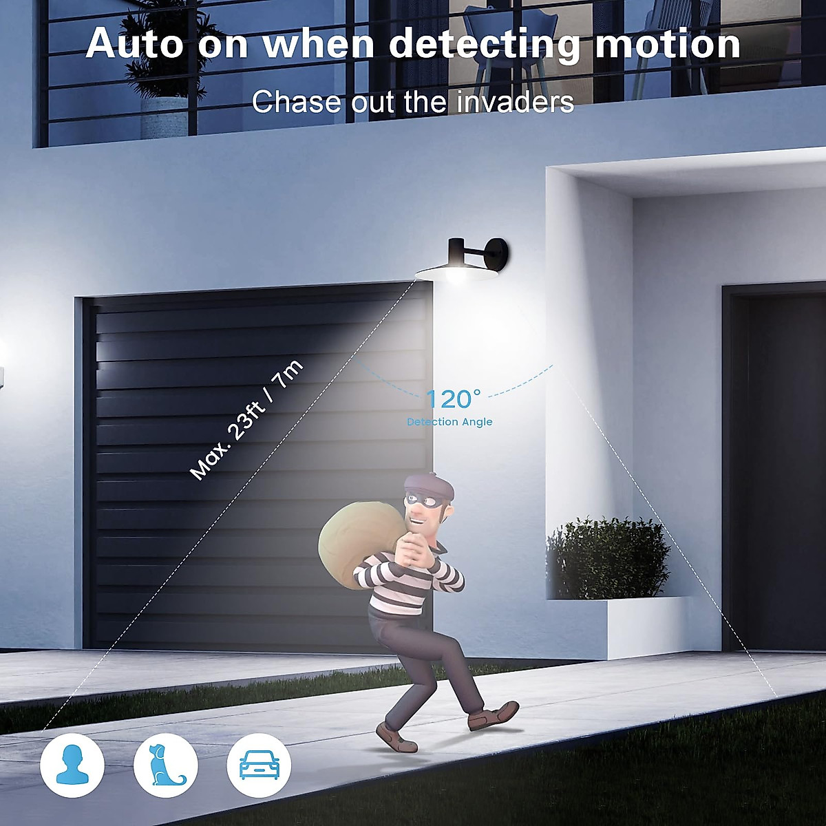 Motion Sensor Light Bulbs, 13W (100Watt Equivalent), Motion Activated Dusk to Dawn Security LED Bulb, 5000K Daylight, Energy-Efficient, for Indoor and Outdoor Lighting, Porch, Stairs, Hallway 1Pack