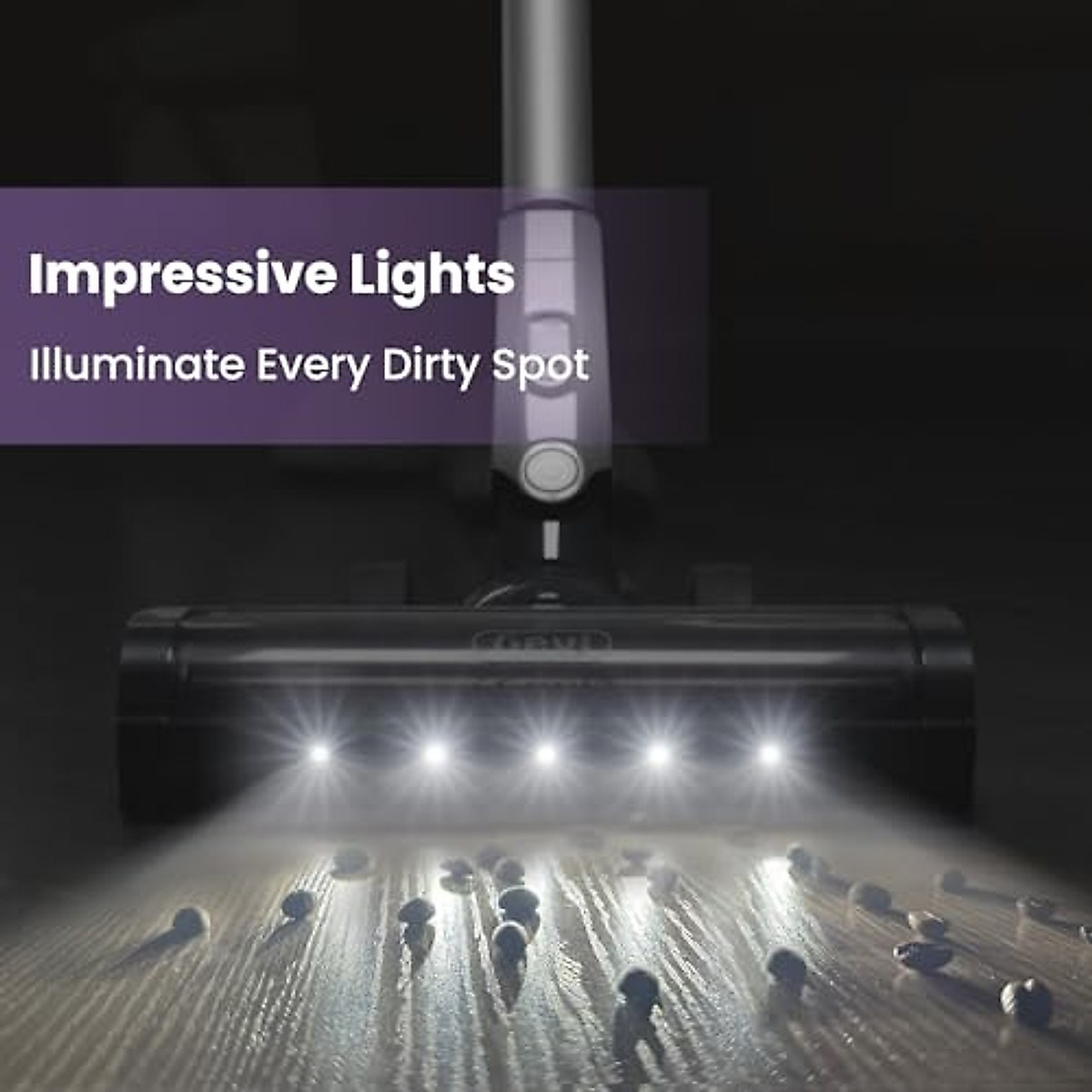 Cordless Vacuum Cleaner for Home | 400W Powerful Stick Vacuum | Long Runtime Detachable Battery | LED Display | Deep Clean for Hard Floor Carpet (White-Purple)